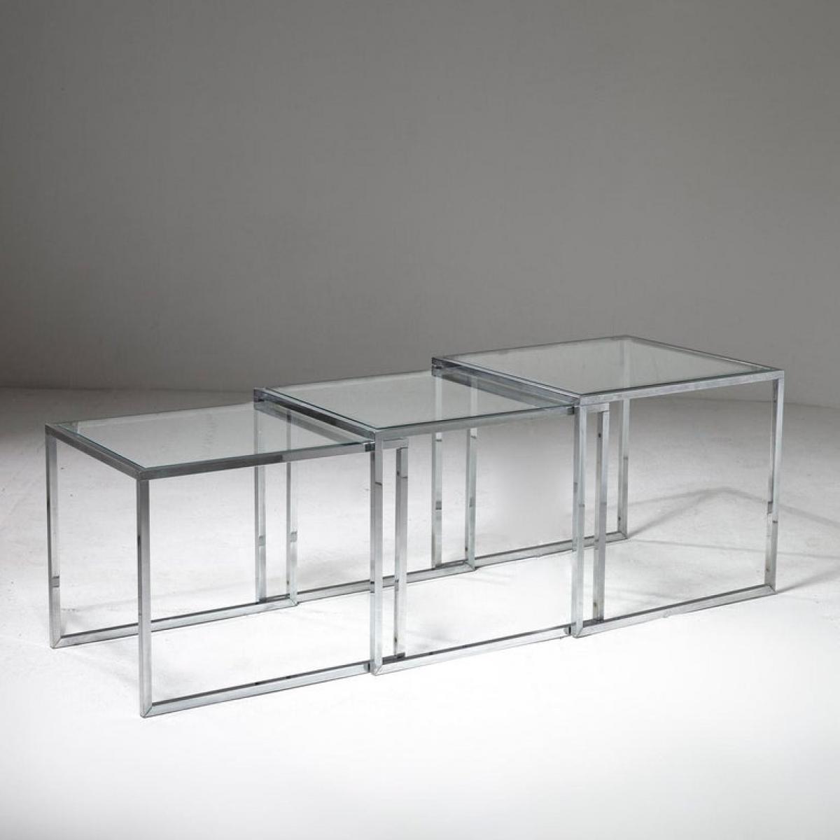 Set of Three Nesting Steel Tables | Compasso